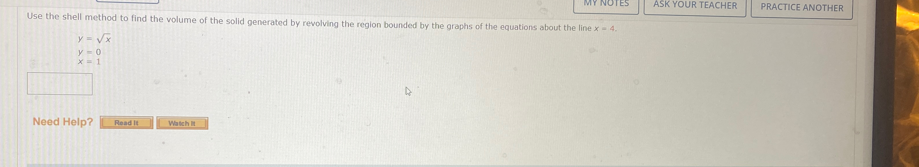 Solved ASK YOUR TEACHERPRACTICE ANOTHERUse the shell method | Chegg.com
