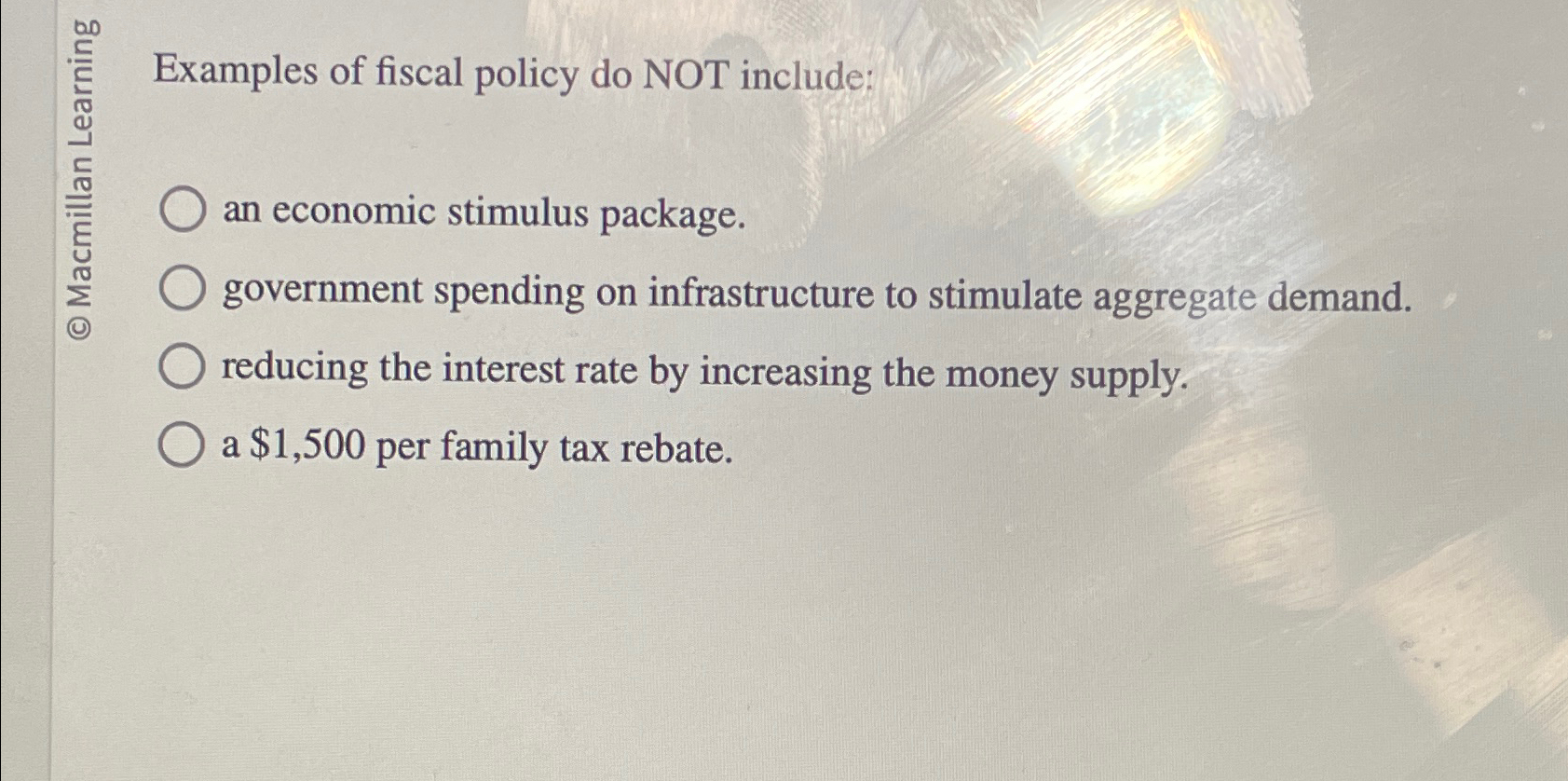 Solved an economic stimulus package.government spending on | Chegg.com