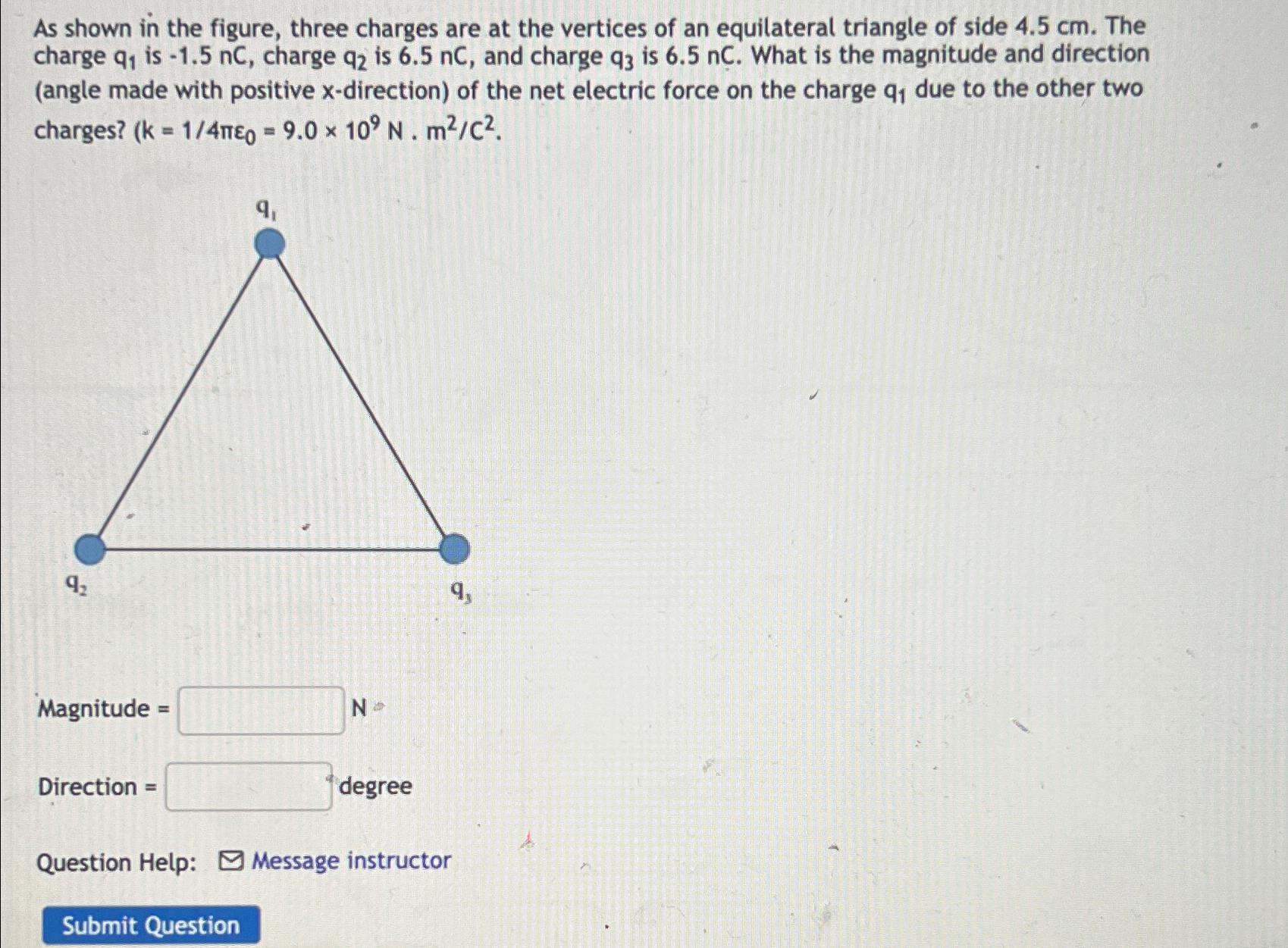 Solved As shown in the figure, three charges are at the | Chegg.com