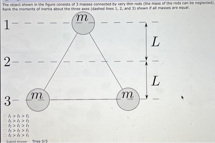 Solved The object shown in the figure consists of 3 masses | Chegg.com