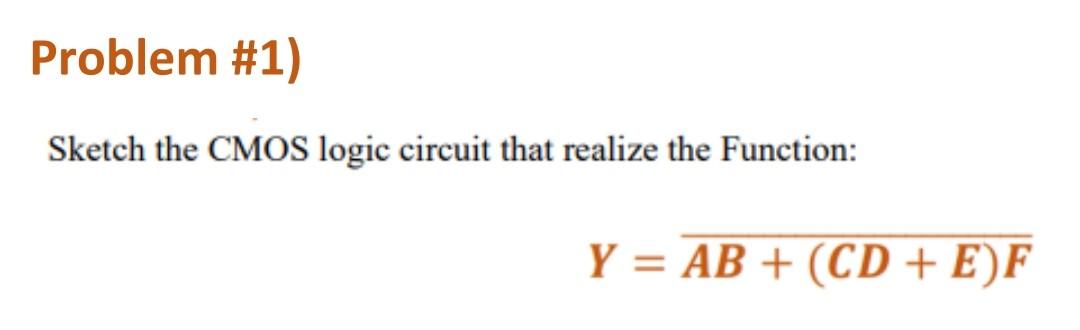 Solved Problem #1) Sketch the CMOS logic circuit that | Chegg.com