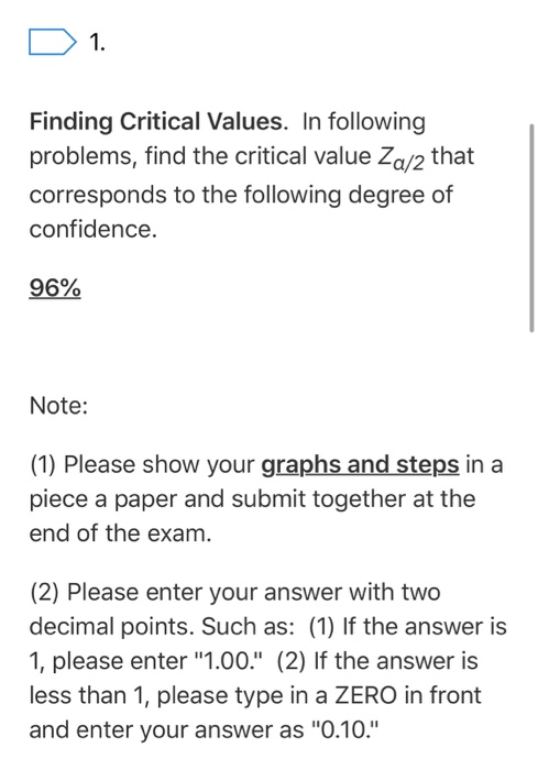 Solved D1. Finding Critical Values. In following problems, | Chegg.com