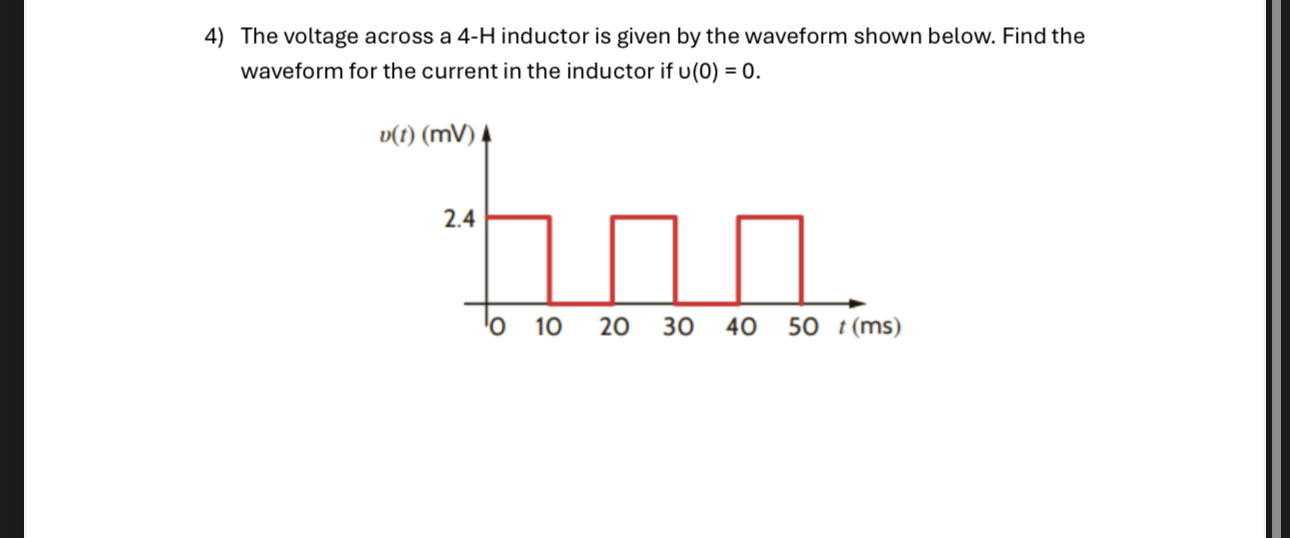 Solved The voltage across a 4-H inductor is given by the | Chegg.com