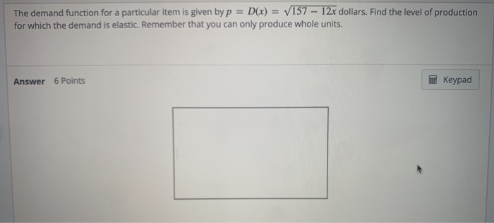 Solved The demand function for a particular item is given by | Chegg.com