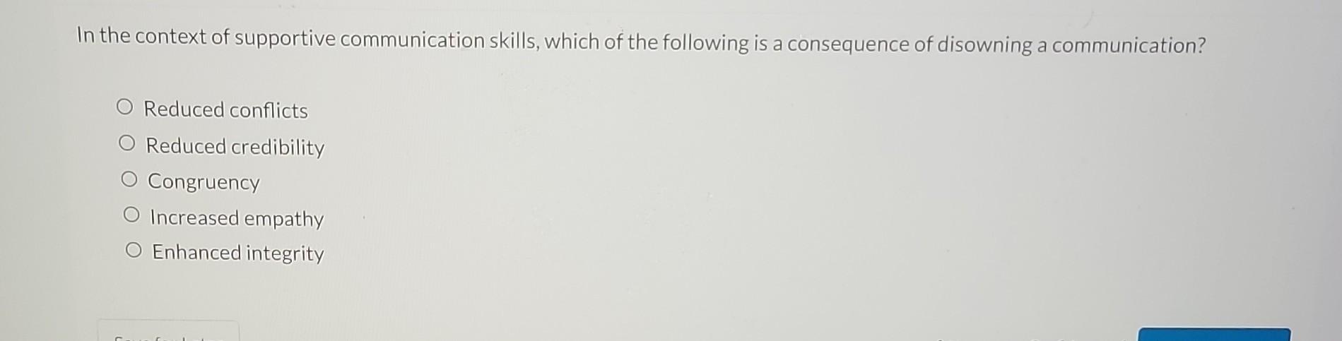 Solved In the context of supportive communication skills, | Chegg.com