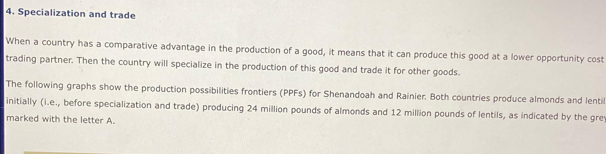 Solved Specialization and tradeWhen a country has a | Chegg.com