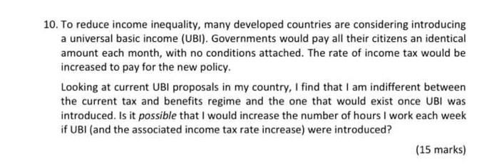 Solved 10. To reduce income inequality, many developed | Chegg.com