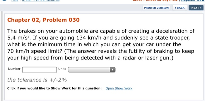 Solved PRINTER VERSION 4 BACK NEXT Chapter 02, Problem 030 | Chegg.com