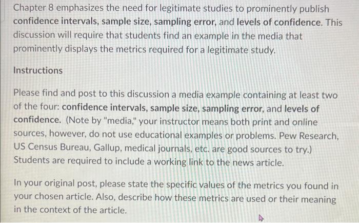 Solved Chapter 8 emphasizes the need for legitimate studies | Chegg.com