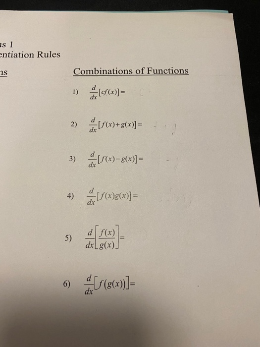 Solved is 1 entiation Rules Combinations of Functions 1) | Chegg.com
