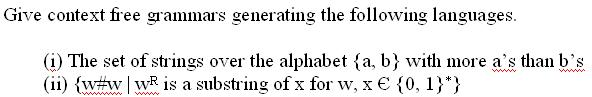 Solved Give context free grammars generating the following | Chegg.com
