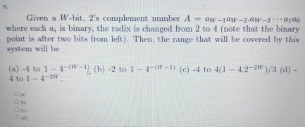Solved Given a W-bit, 2's complement number | Chegg.com