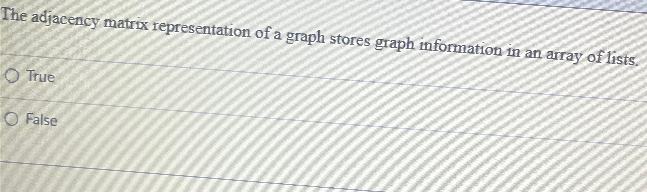 Solved The adjacency matrix representation of a graph stores | Chegg.com