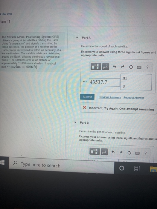 Solved KHW 5 Item 11 Part A The Navstar Global Positioning | Chegg.com