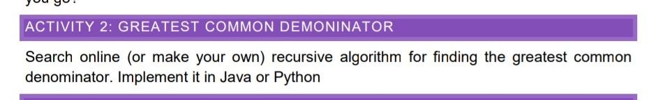 Solved ACTIVITY 2: GREATEST COMMON DEMONINATOR Search online | Chegg.com