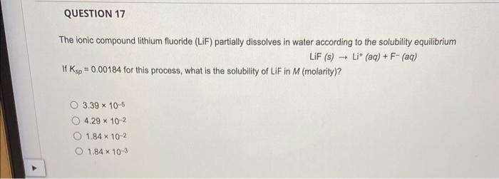 Solved The ionic compound lithium fluoride (LiF) partially | Chegg.com