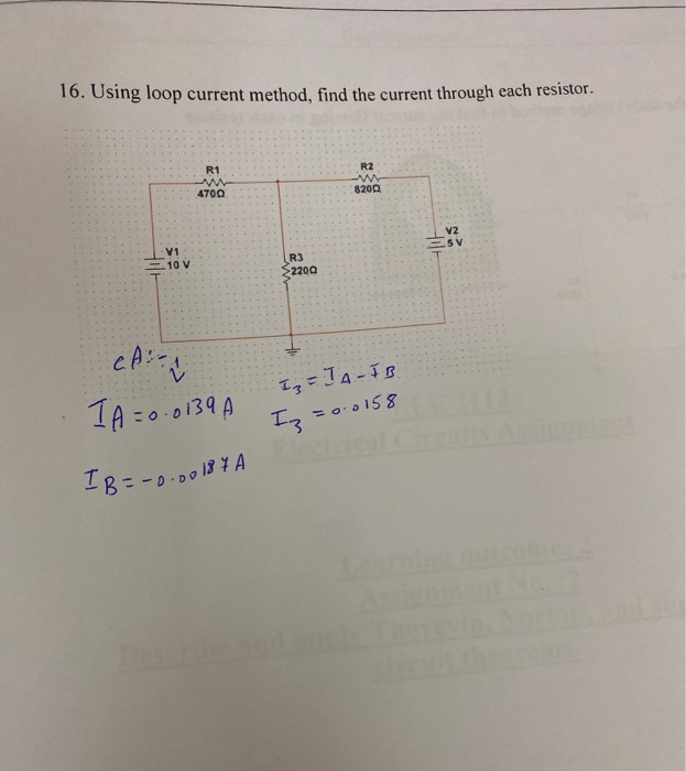 Solved 16 Using Loop Current Method Find The Current