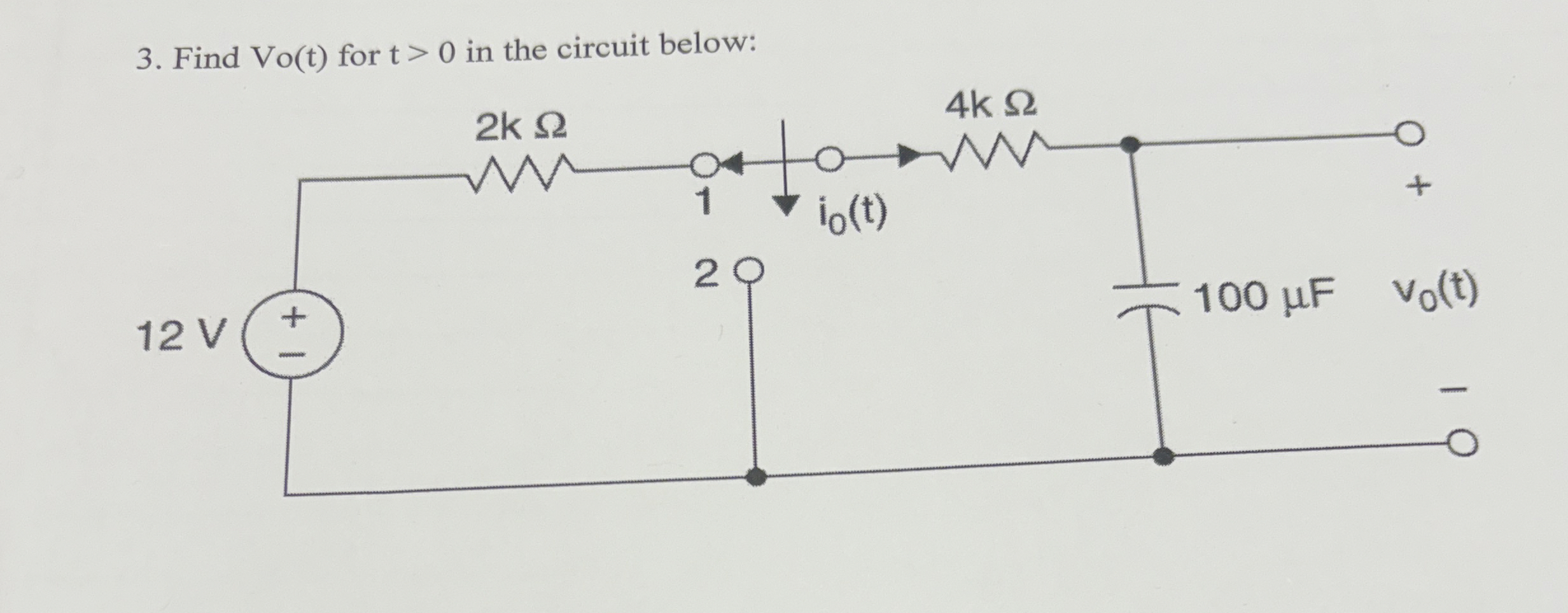 Solved Find Vo(t) ﻿for t>0 ﻿in the circuit below: | Chegg.com