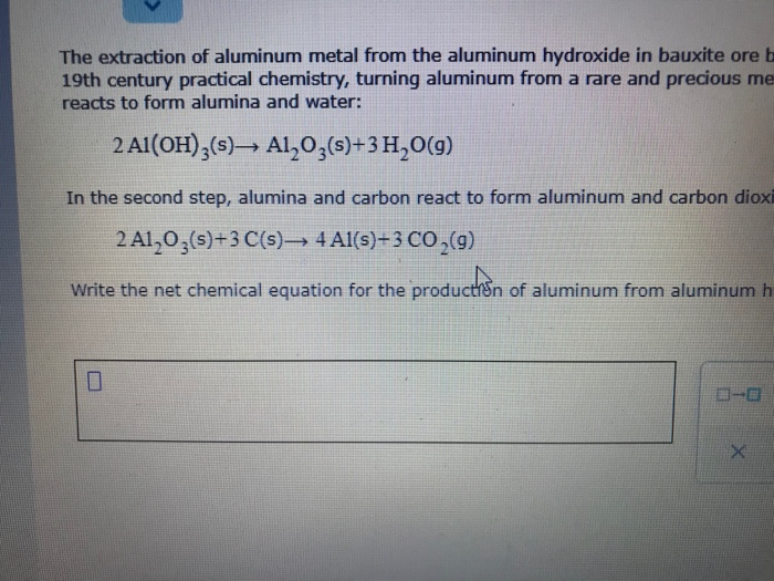 Solved The extraction of aluminum metal from the aluminum | Chegg.com