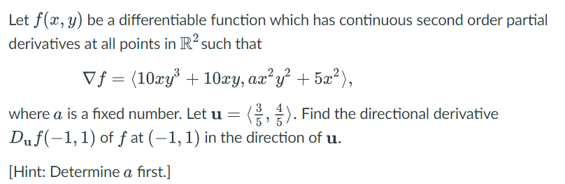 Solved Let f(x,y) ﻿be a differentiable function which has | Chegg.com