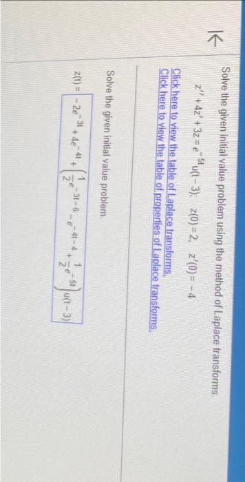 Solved Solve the given initial value problem using the | Chegg.com