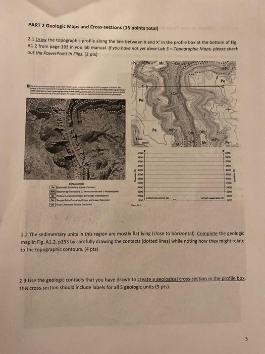 PART 2 Geologic Maps and Cross-sections (15 points | Chegg.com