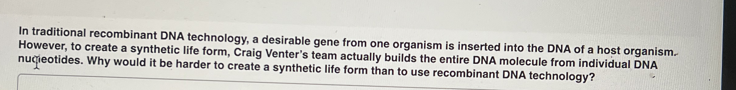 Solved In traditional recombinant DNA technology, a | Chegg.com