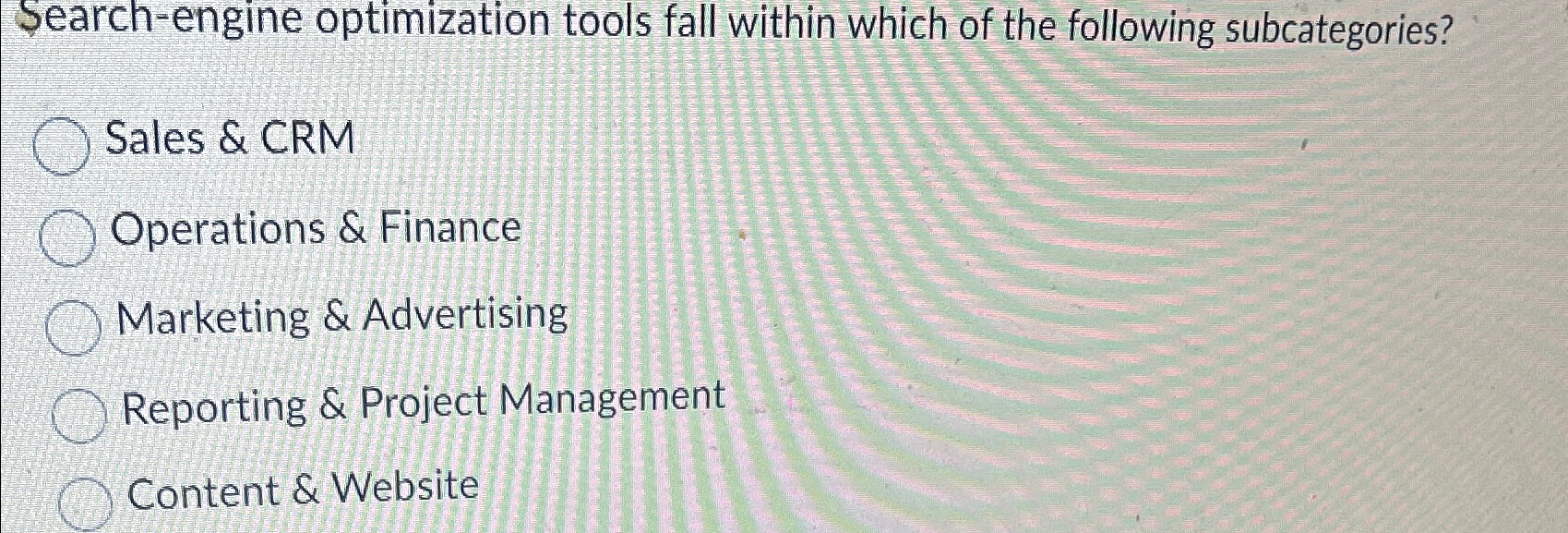 Solved Search-engine optimization tools fall within which of | Chegg.com