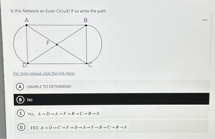 Solved Is this Network an Euler Circuit? If so write the | Chegg.com