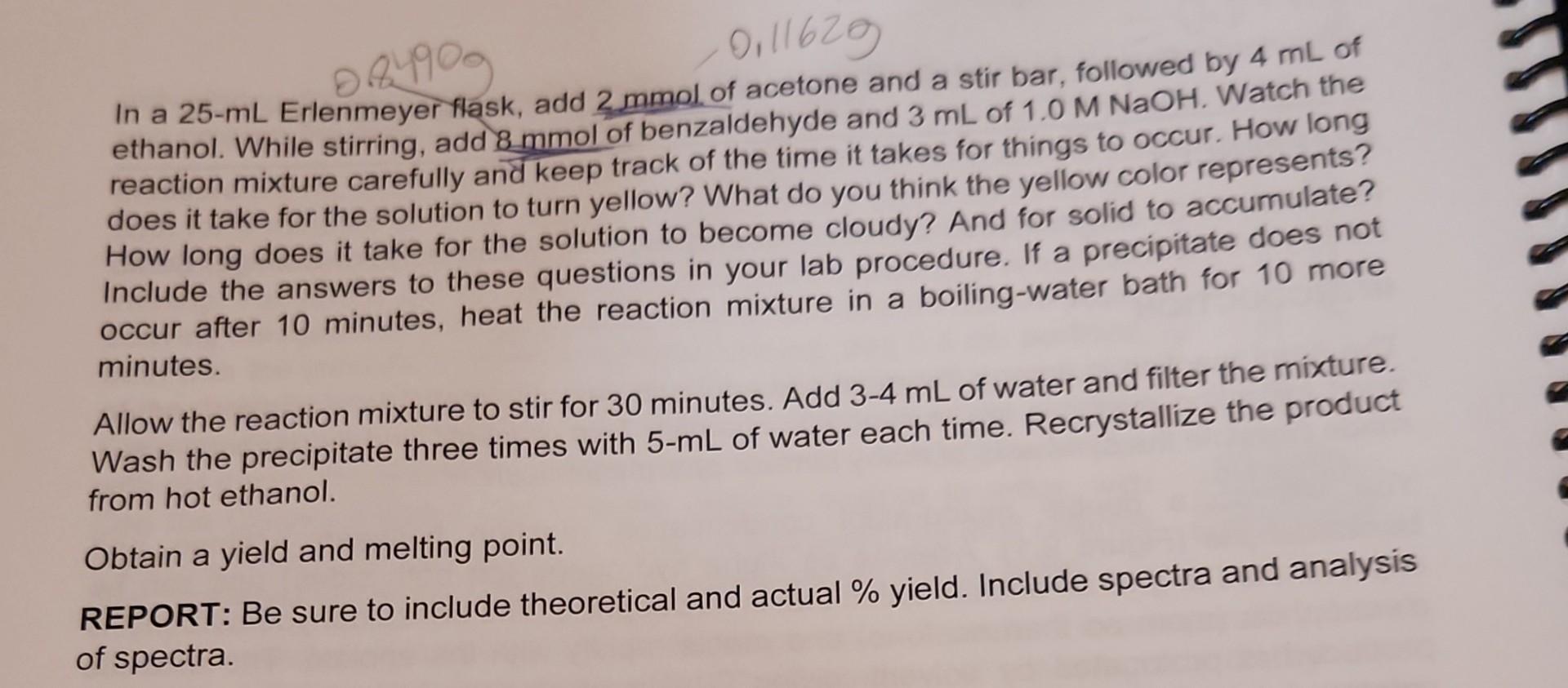 Solved In a 25-mL Erlenmeyer flask, add 2mmol of acetone and | Chegg.com