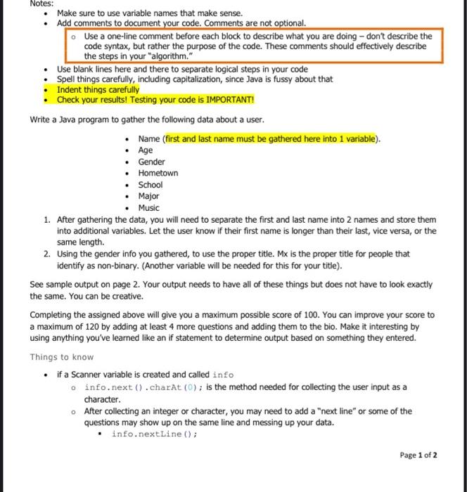 Solved Notes: Make sure to use variable names that make | Chegg.com