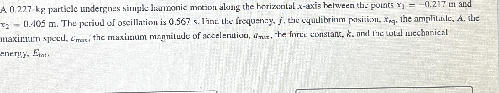Solved A 0.227 -kg particle undergoes simple harmonic motion | Chegg.com