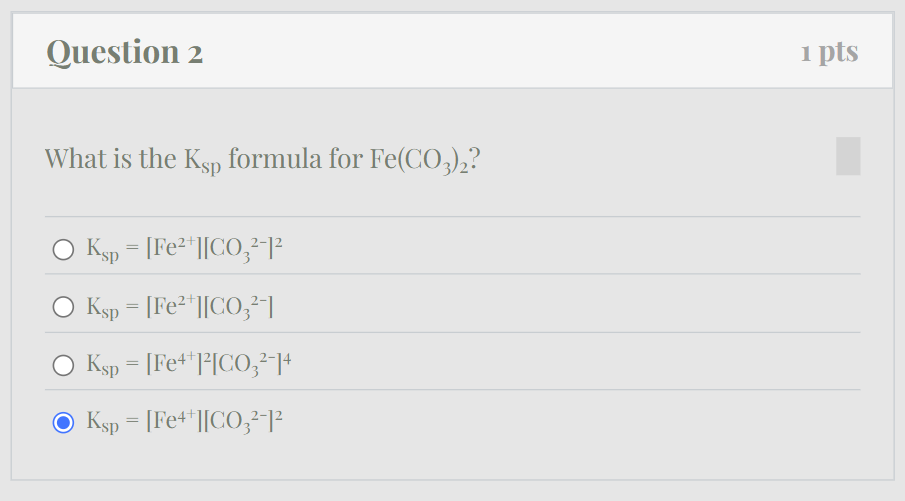 Solved Question 2What is ﻿the Ksp ﻿formula for | Chegg.com