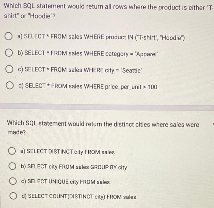 Solved The sales table below is to be used for the next 10 | Chegg.com