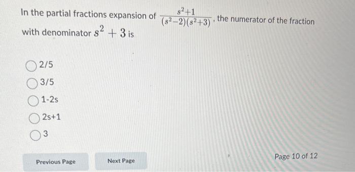 Solved In the partial fractions expansion of | Chegg.com