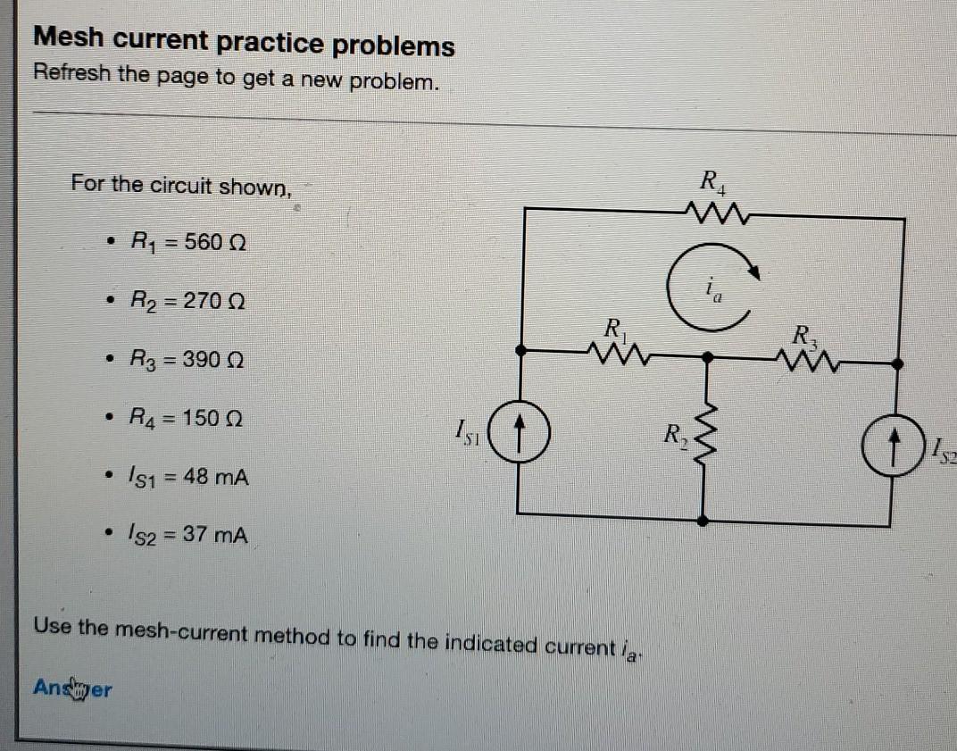 Solved Mesh current practice problems Refresh the page to | Chegg.com