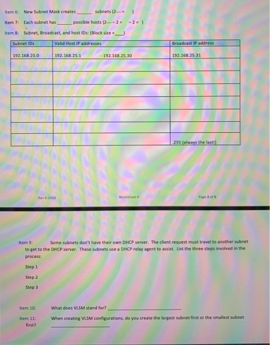 Solved Subnets, Subnetting. VESMS New Subnet Mask - in Dec | Chegg.com