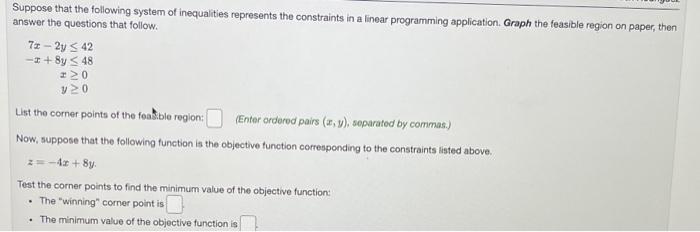 Solved Suppose that the following system of inequalities | Chegg.com