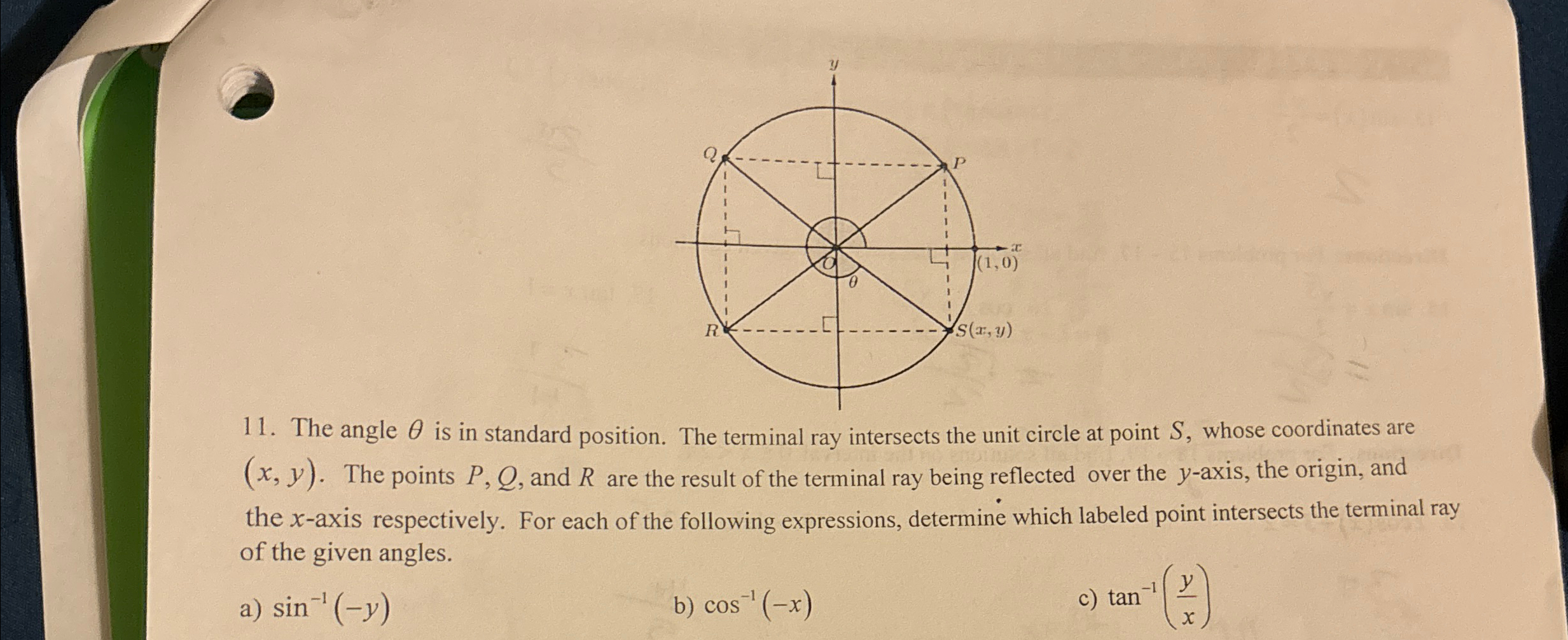 Solved The angle θ ﻿is in standard position. The terminal | Chegg.com