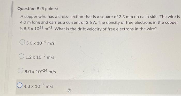 Solved A copper wire has a cross-section that is a square of | Chegg.com