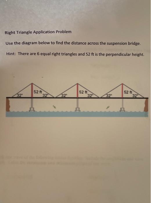 Solved Right Triangle Application Problem Use the diagram | Chegg.com