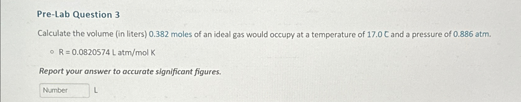 Solved Pre-Lab Question 3Calculate the volume (in | Chegg.com