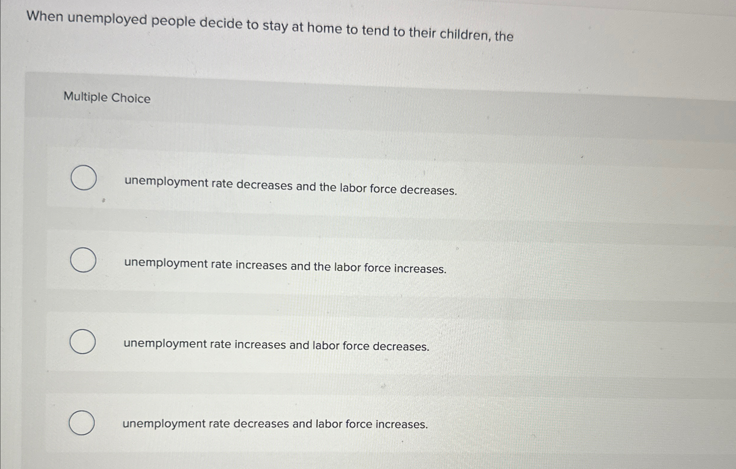 Solved When unemployed people decide to stay at home to tend | Chegg.com