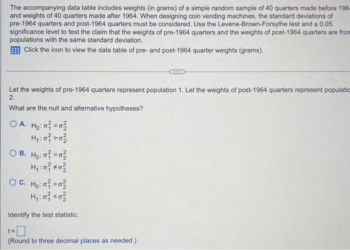 Solved The accompanying data table includes weights (in | Chegg.com