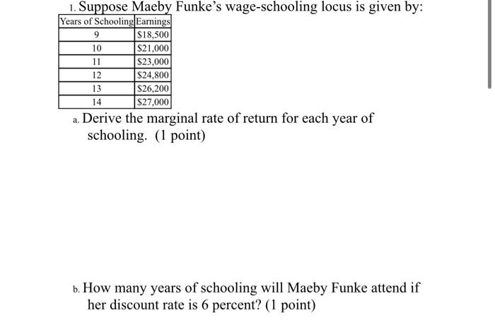 Solved a. Derive the marginal rate of return for each year | Chegg.com