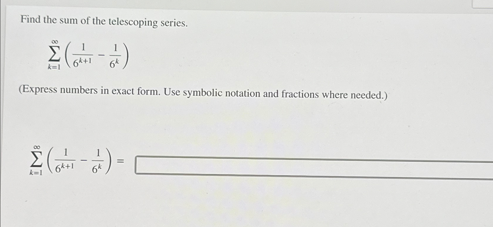 Solved Find the sum of the telescoping | Chegg.com