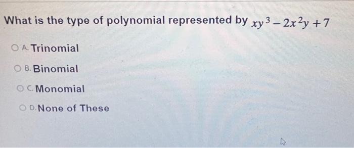 Solved What is the type of polynomial represented by | Chegg.com