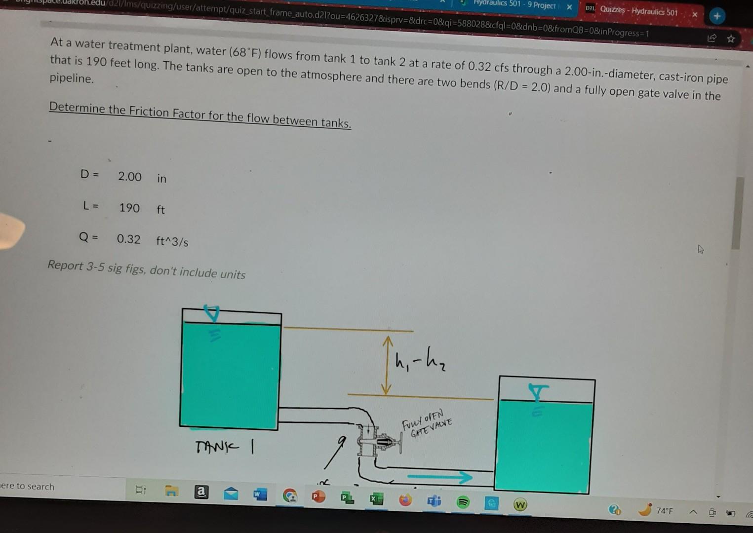 Solved At a water treatment plant, water (68∘F) flows from | Chegg.com