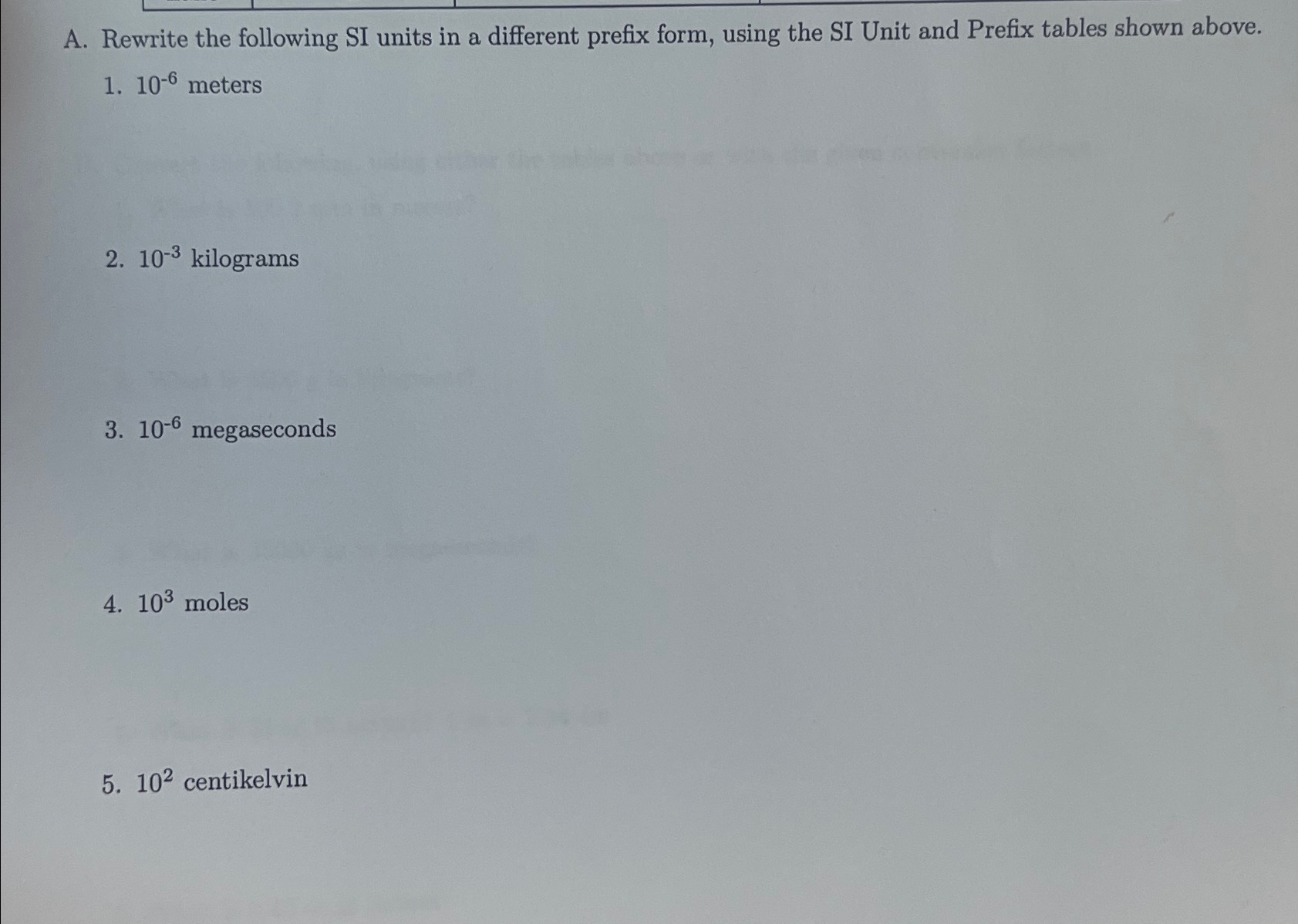 Solved A. ﻿Rewrite the following SI units in a different | Chegg.com
