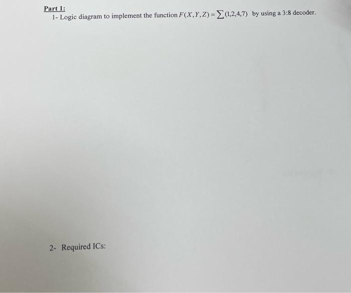 Solved Part 1: 1- Logic diagram to implement the function | Chegg.com